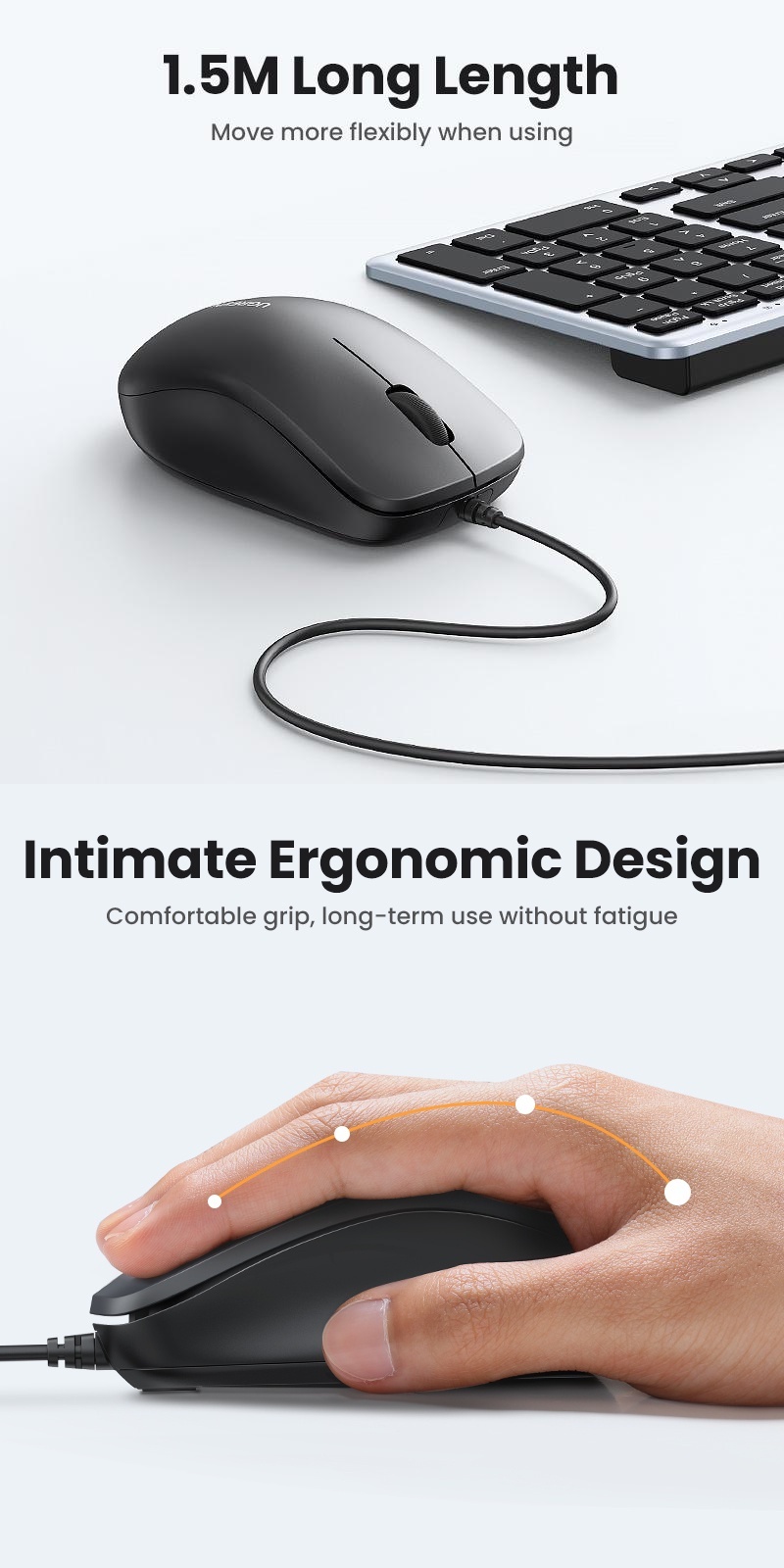 UGREEN Wired Mouse USB Mouse 1200 DPI Ergonomic Mouse Wire Mice Plug ...