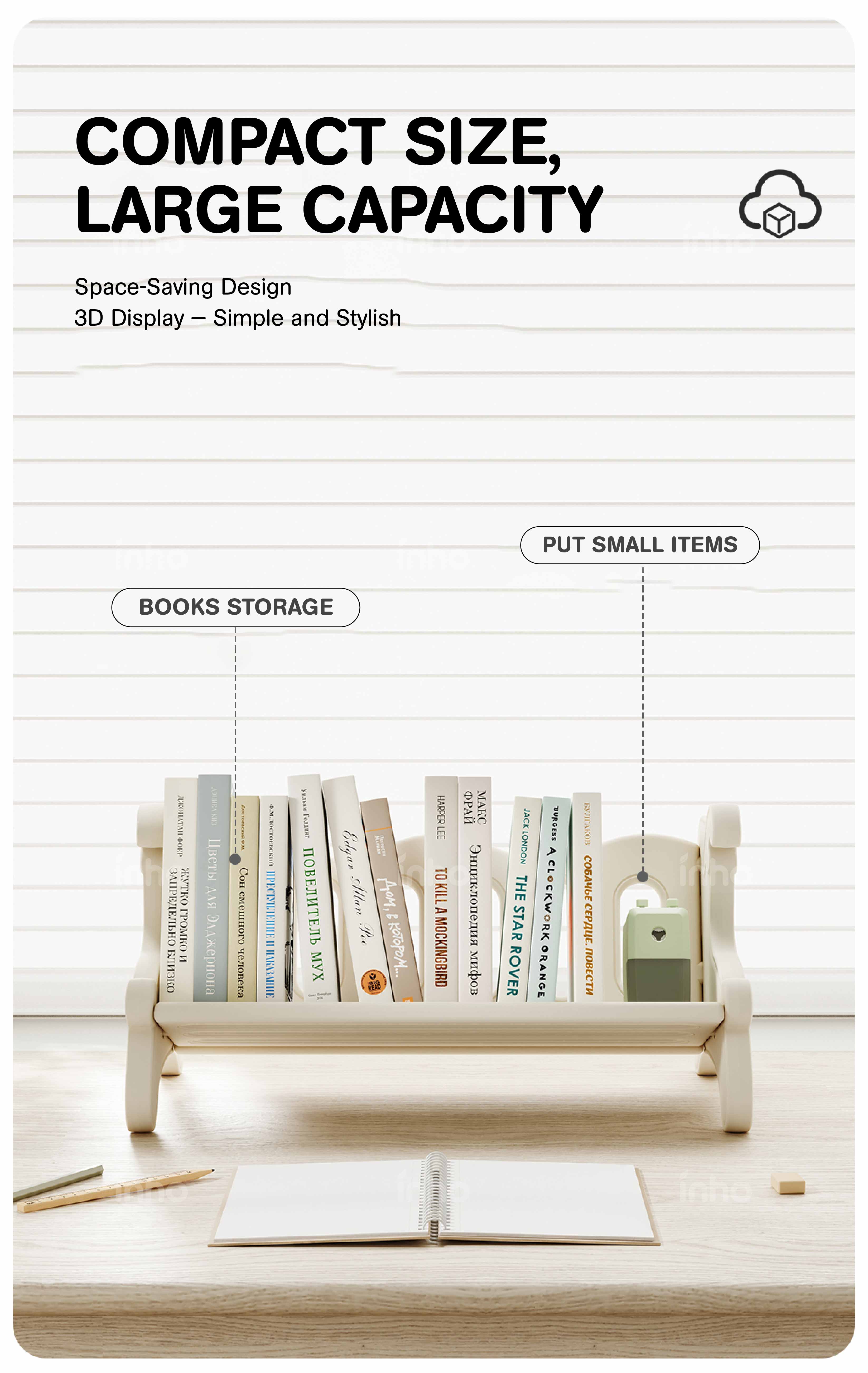 INHO L46cm Cute Deer Kids Storage Bookshelf Children Desktop Rack Study Room Storage Organizer ...