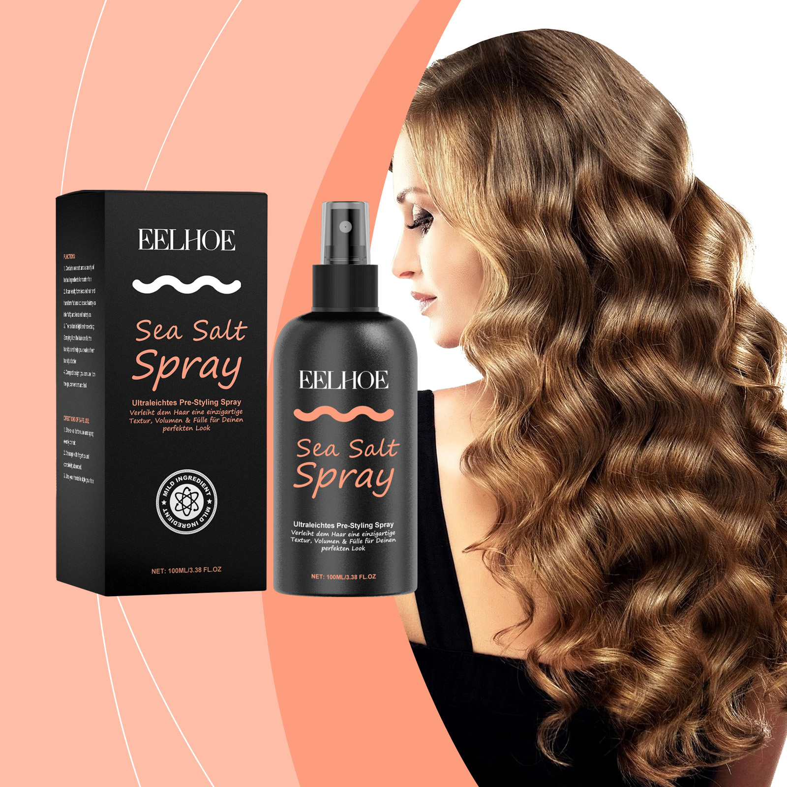 EELHOE Sea Salt Spray 100ml Sea Salt Hair Styling Spray Strong Hold ...