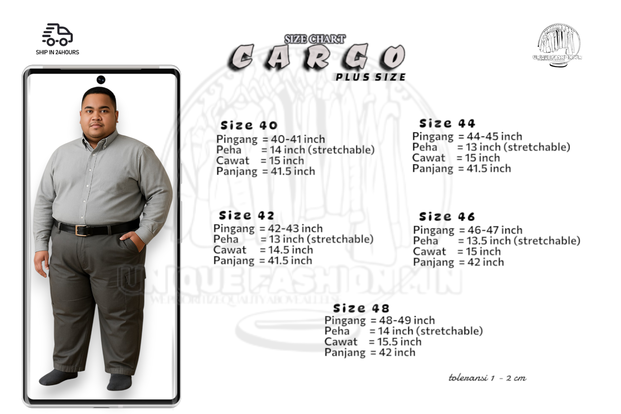 Men 6 Pocket Cargo Pants Normal Fit Casual Workwear Trousers (Sizes 28 ...