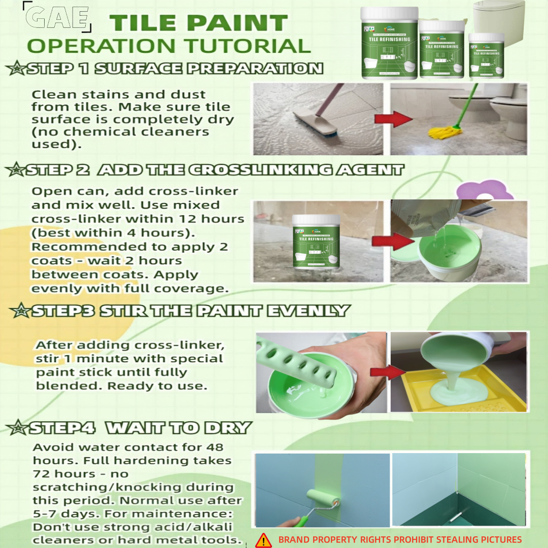 🔥🔥🔥EPOXY Water-based Tile Paint Room Bathroom Floor Renovation Special ...