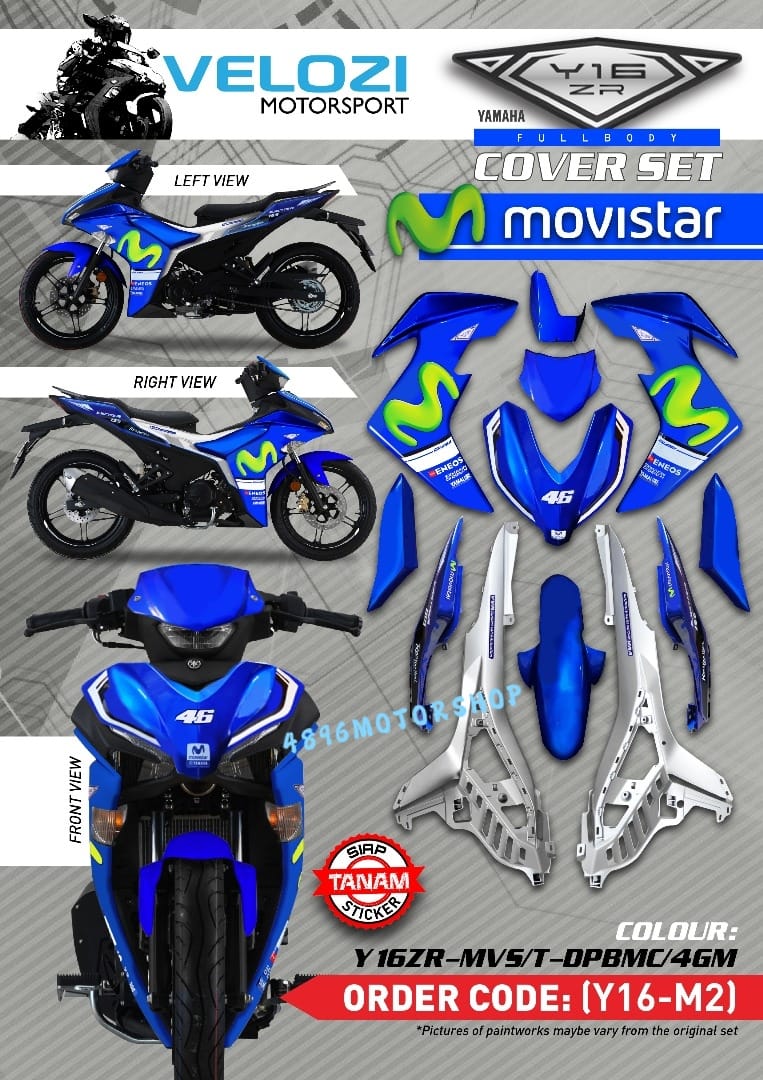 VELOZI Y16ZR Y16 MOVISTAR M PUTIH HIJAU COVERSET COVER SET DPBMC BIRU ...