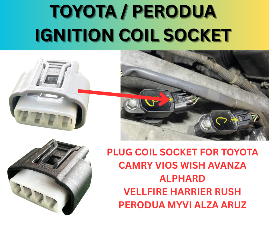 PLUG COIL SOCKET FIT TOYOTA PERODUA MYVI ALZA CAMRY WISH VIOS ALPHARD ...