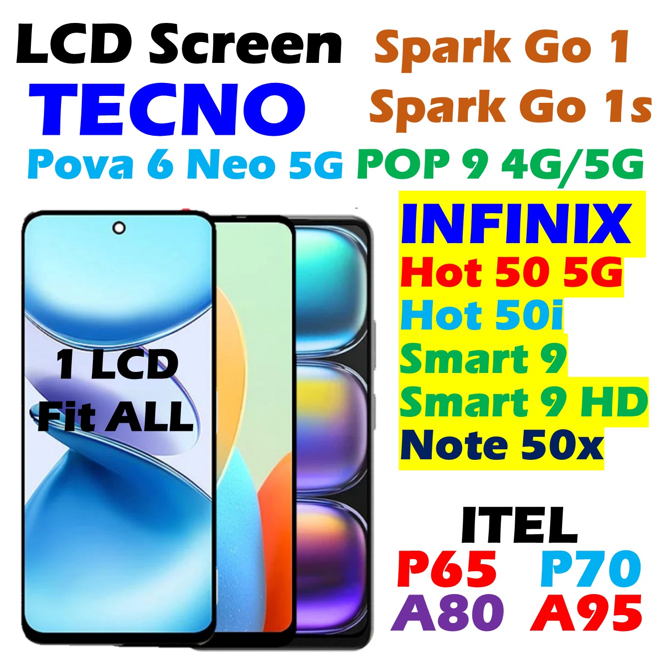 ORI LCD INFINIX HOT 50 5G / Hot 50i / Smart 9 HD / Note 50x / TECNO ...