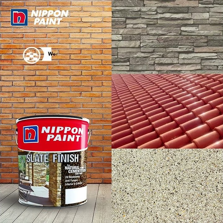 1L NIPPON PAINT SLATE FINISH (GLOSS) or Pebble Wash Sand Stone Garden ...