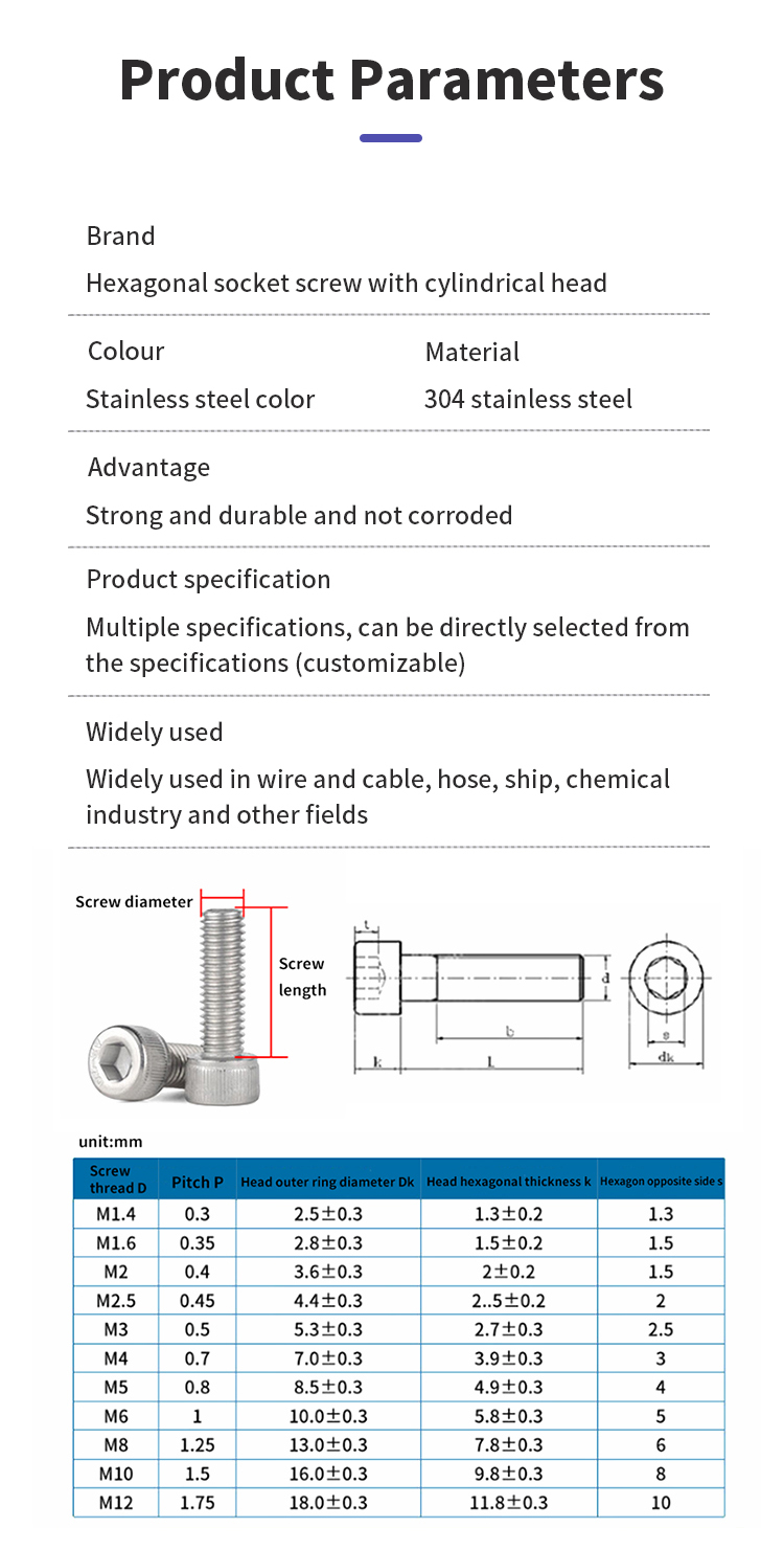 304 Stainless Steel M10 Hex Socket Cap Head Screws Allen Bolt DIN912 ...