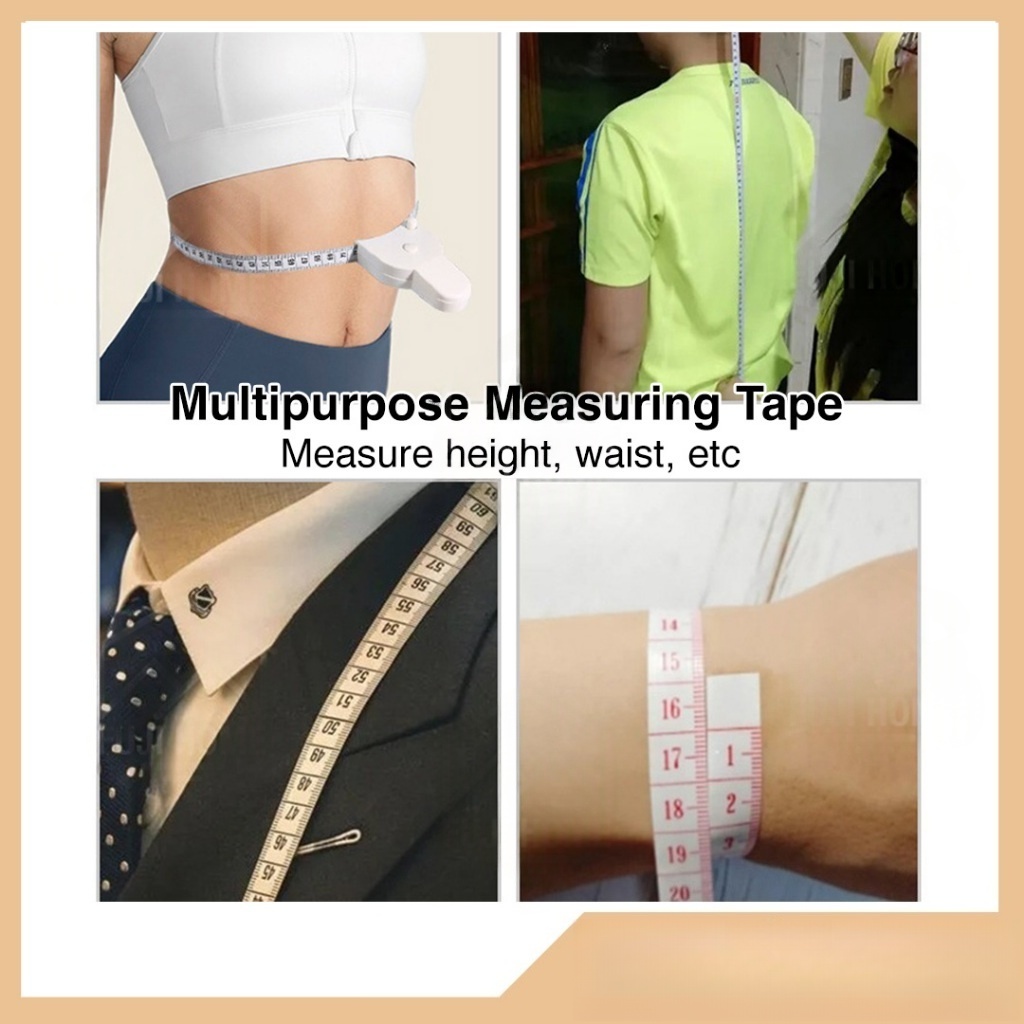 (2PCS)Body Measuring Tape Portable Auto Retract Button Millet Ruler ...