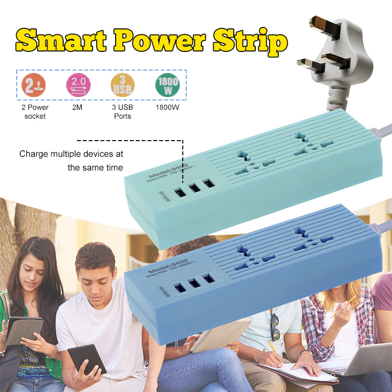 2/4/5 Power Socket Extension With USB Ports 2/4/5m Cable UK Plug ...