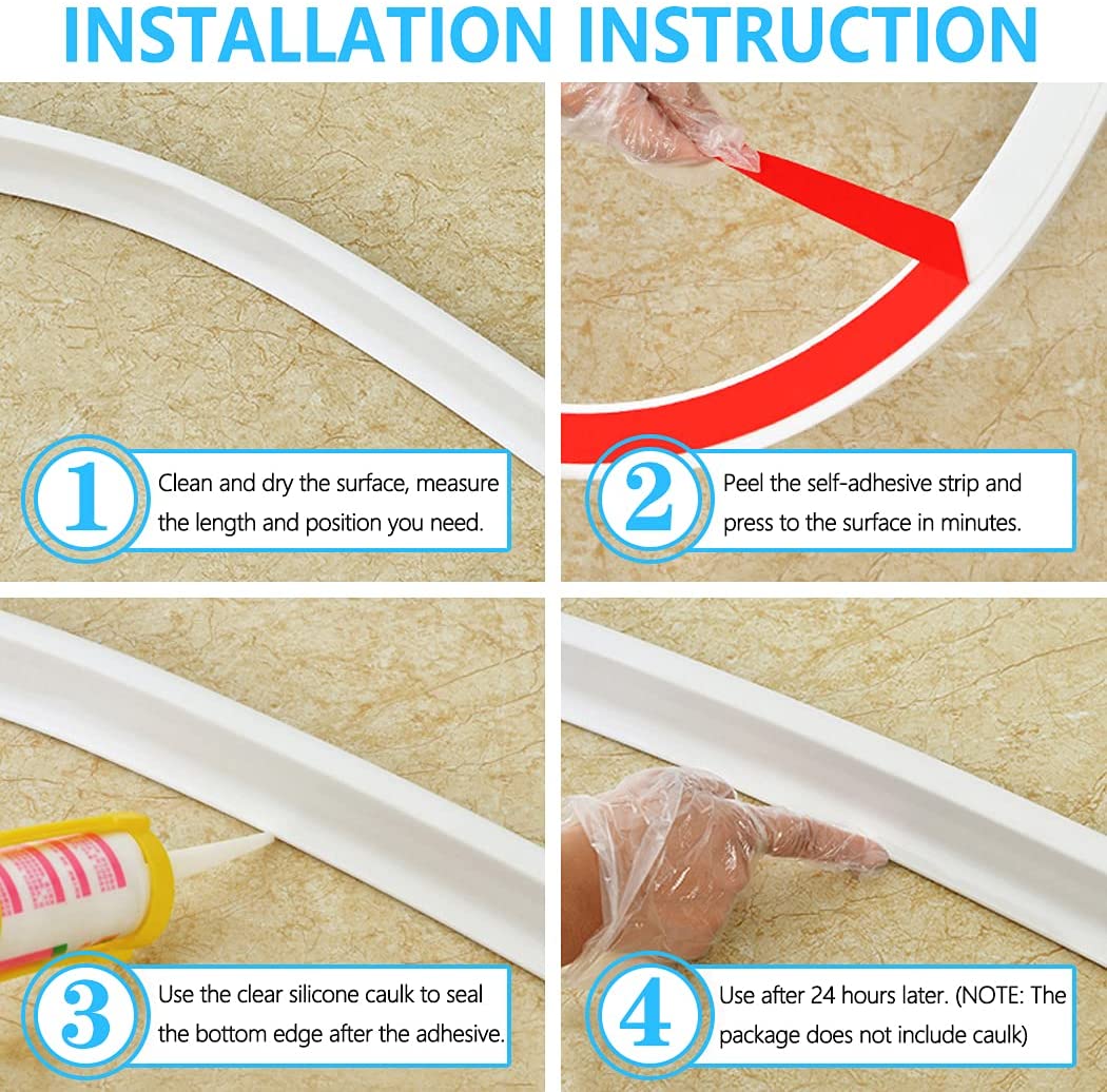 Water Stopper Barrier Bathroom Flood Barrier Silicon Water Blocker Dry ...