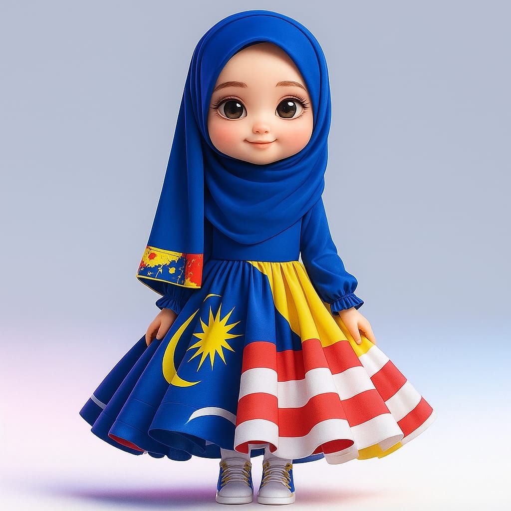 Shawl Merdeka budak (biru tema bendera Malaysia) | Shopee Malaysia