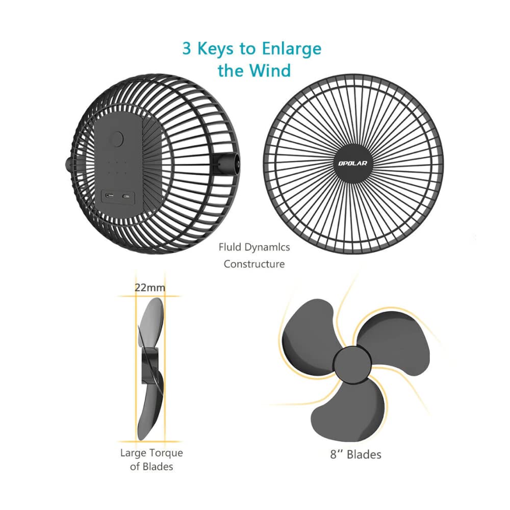 Opolar 5 Inch Fan Soft Wind Multi-Speed Fan Baby Mini Portable Strong ...