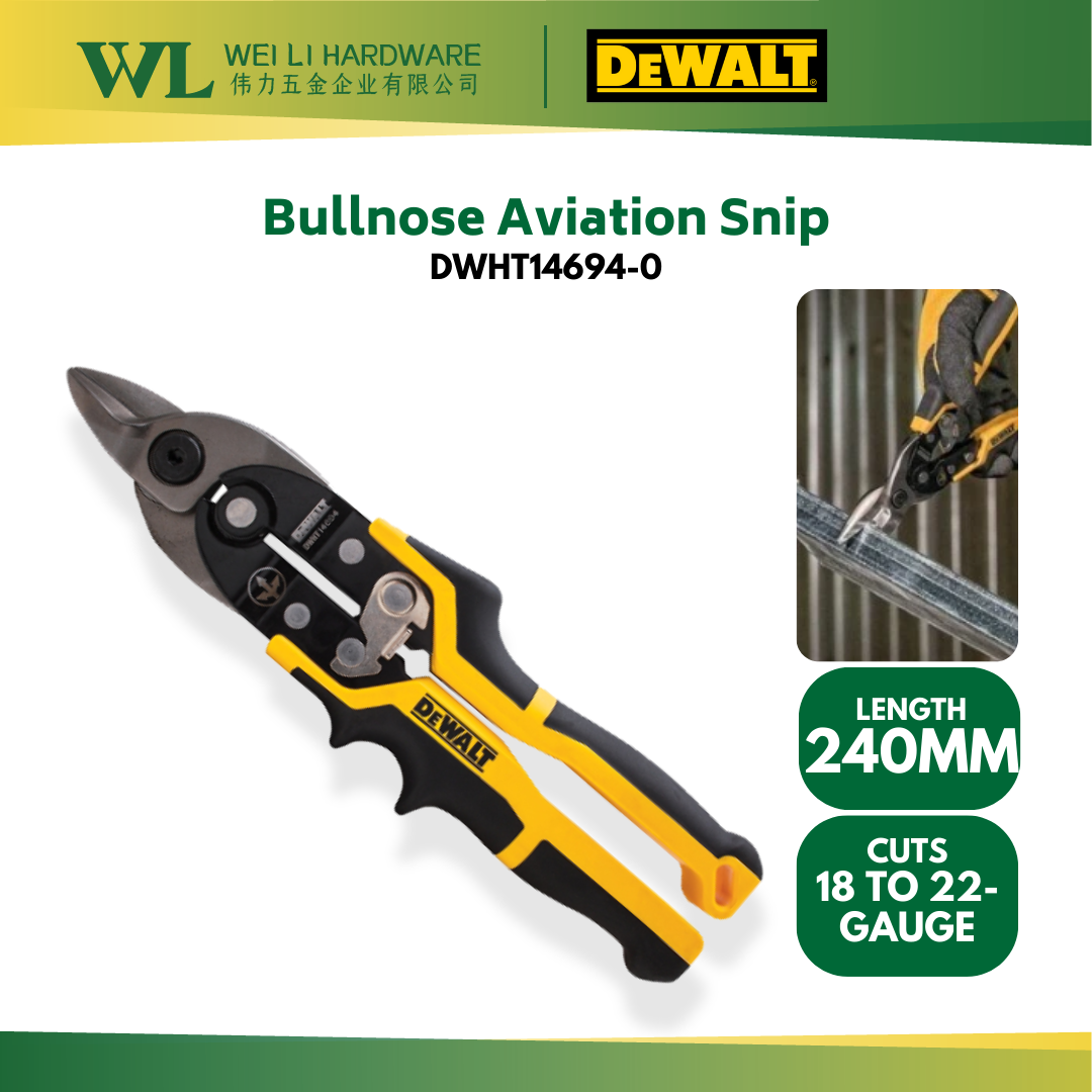 DEWALT DWHT14694-0 10" 240mm Bullnose Aviation Snip Plier Cutter Heavy ...