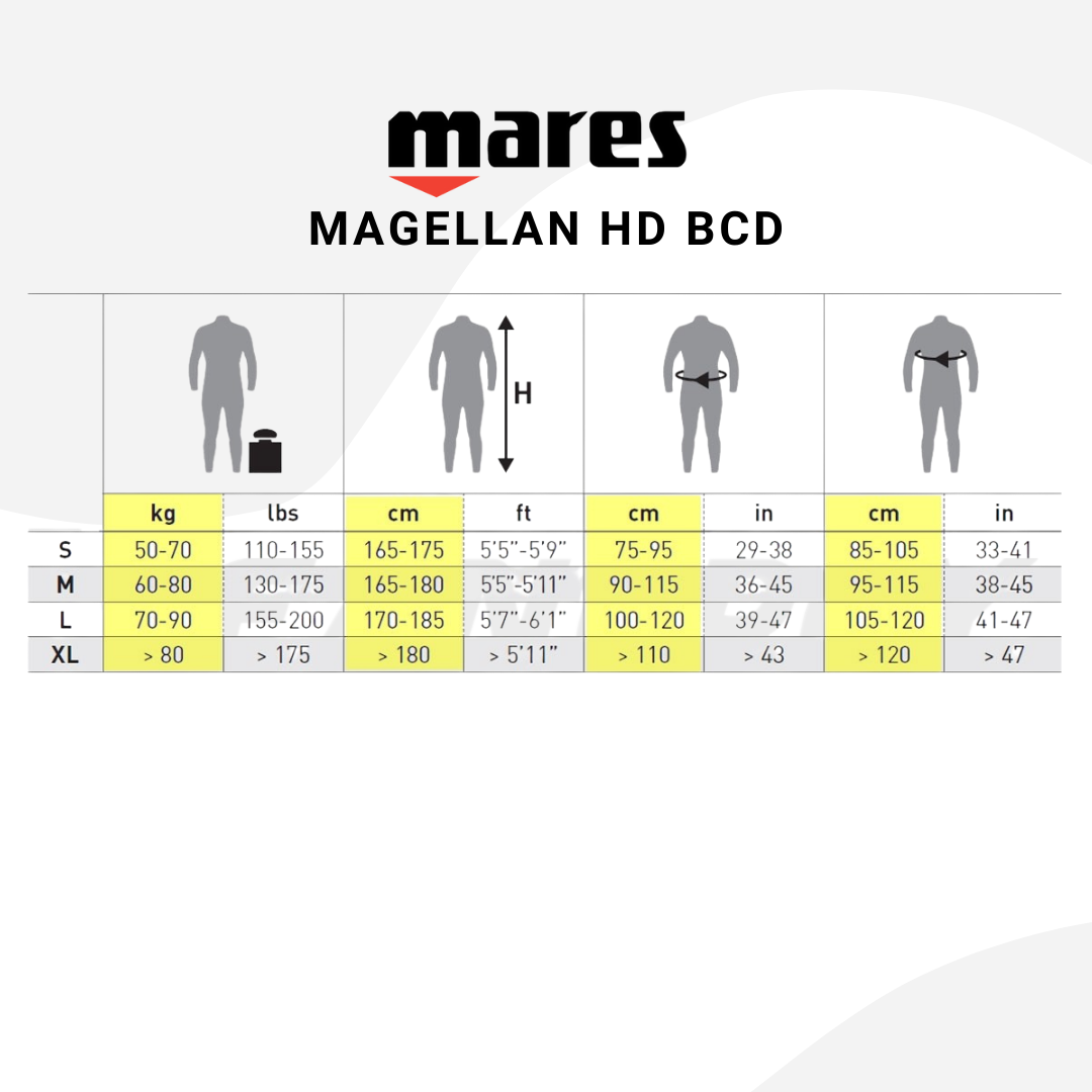 MARES BCD MAGELLAN HD BUOYANCY CONTROL DEVICE BUOYANCY COMPENSATOR FOR ...