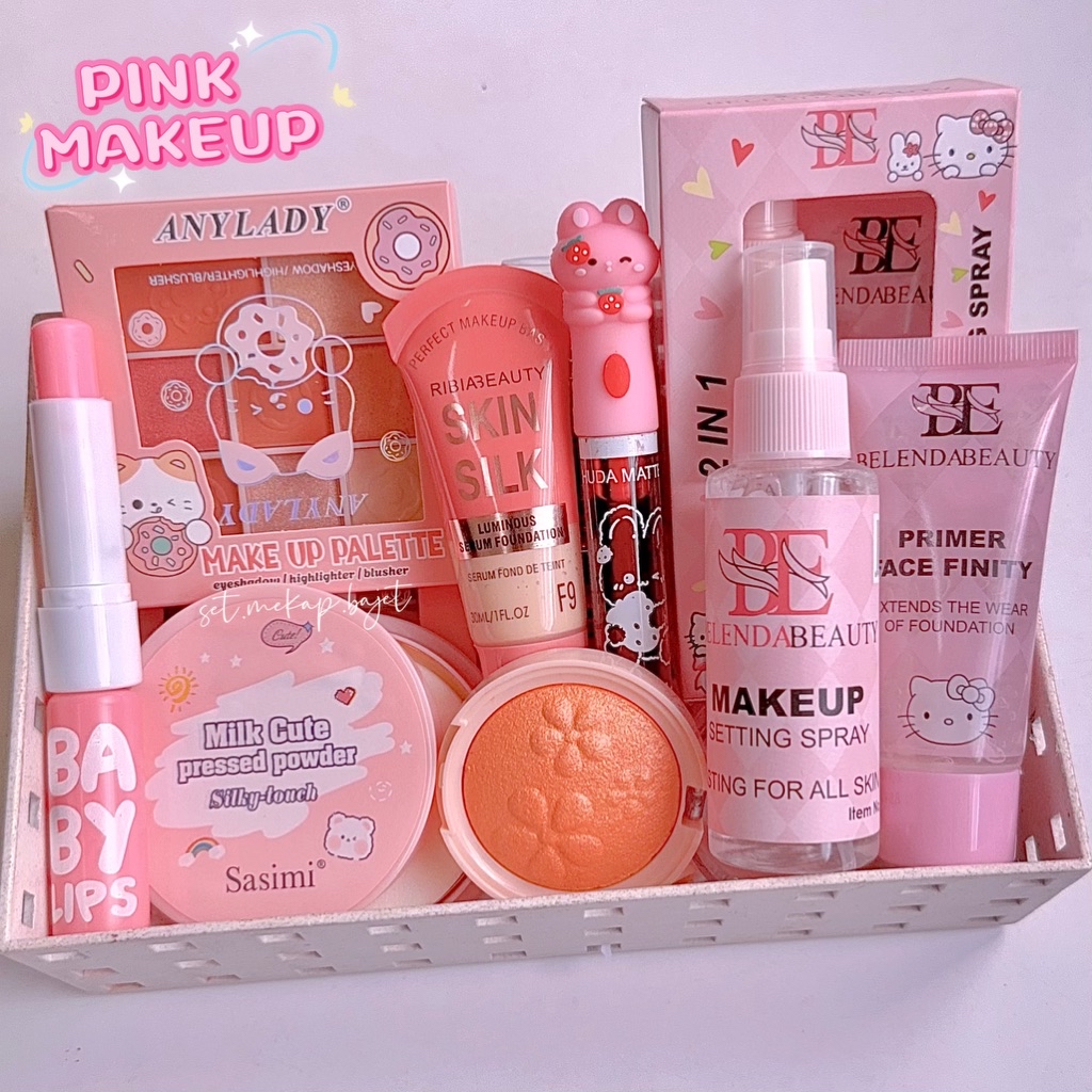 PINK MAKEUP SET UNTUK BEGINNER 💖 SET MAKEUP TEMA PINK CUTE 🎀 | Shopee ...