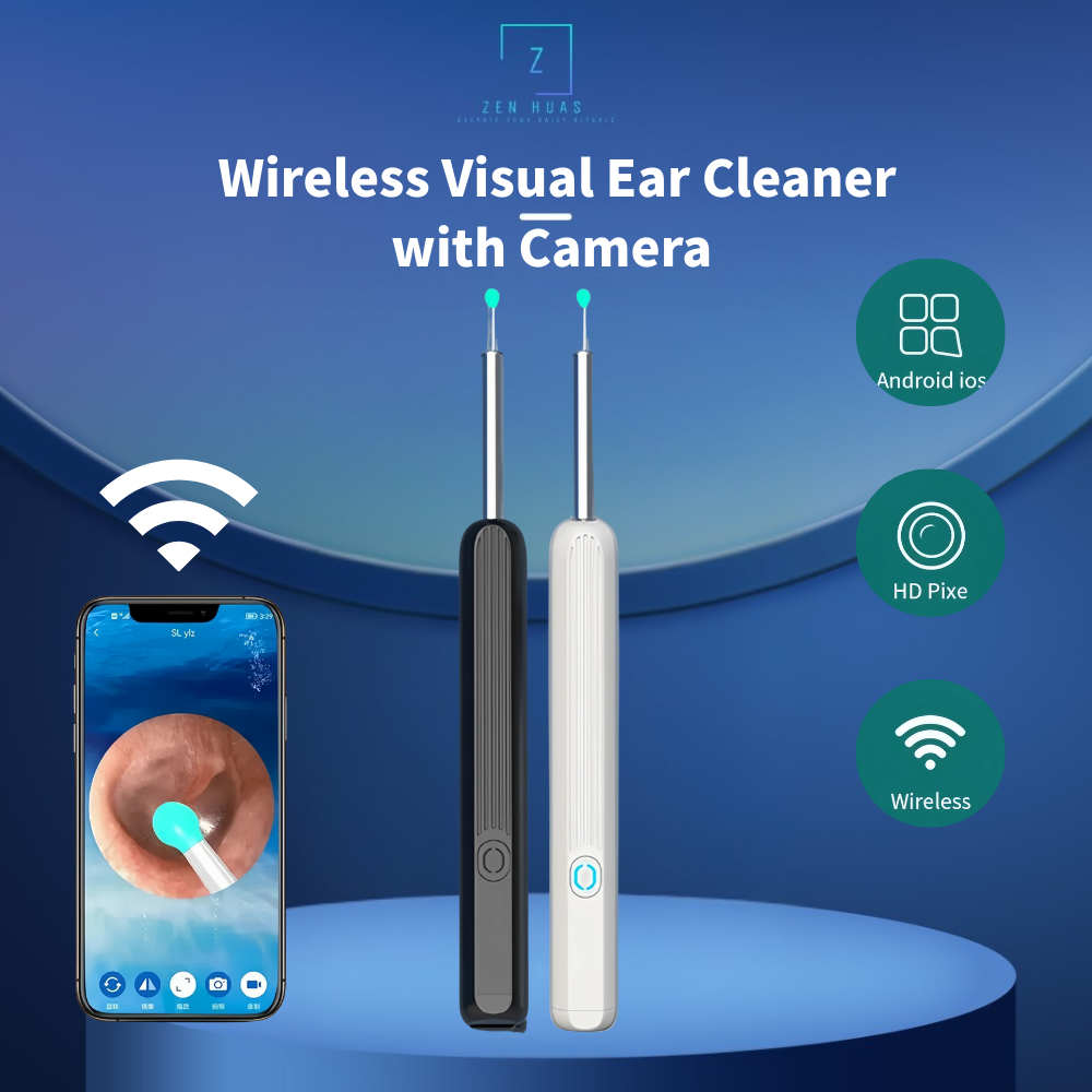 Wireless Ear Cleaner with Camera | 1296P HD Visual Otoscope | WiFi ...