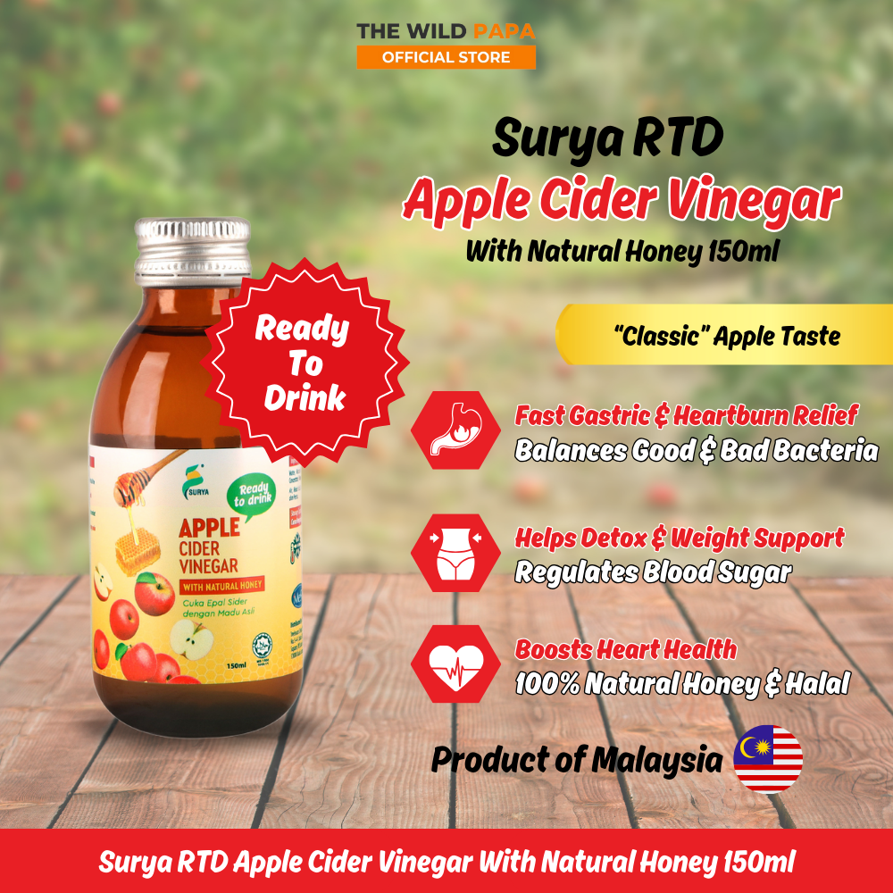 SURYA Ready To Drink Apple Cider Vinegar With Natural Honey 150ml Guava Cider Delima Cuka Epal ...