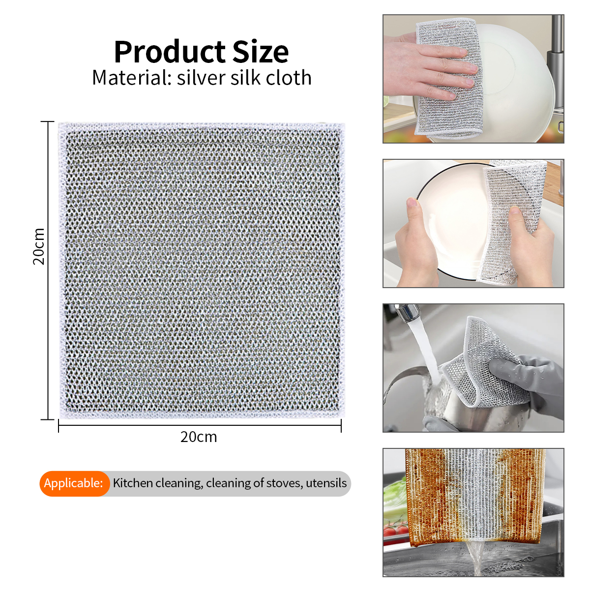 10PCS Steel Wire Dish Cloth Kitchen Metal Wire Cleaning Cloth Non-Oily ...