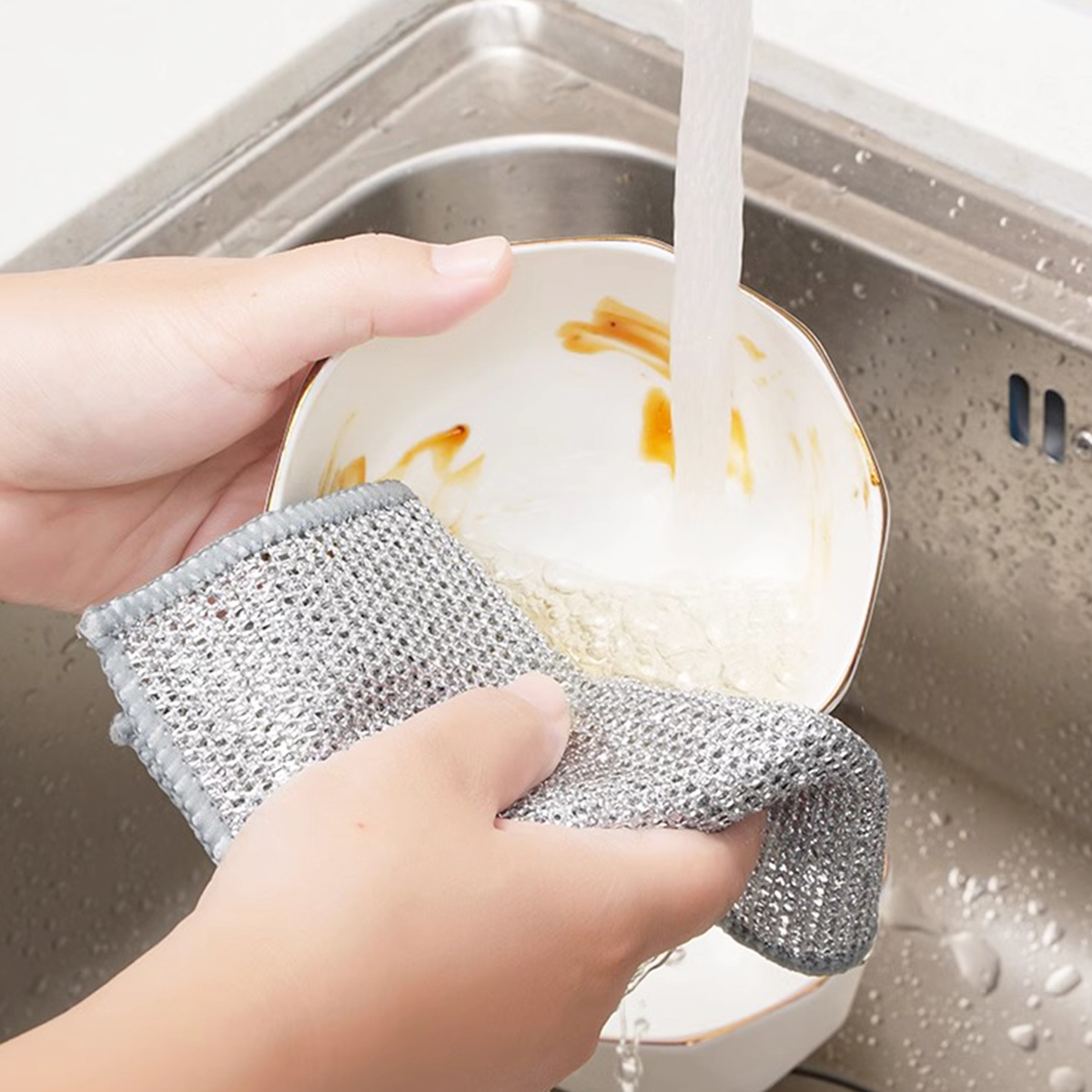 10PCS Steel Wire Dish Cloth Kitchen Metal Wire Cleaning Cloth Non-Oily ...