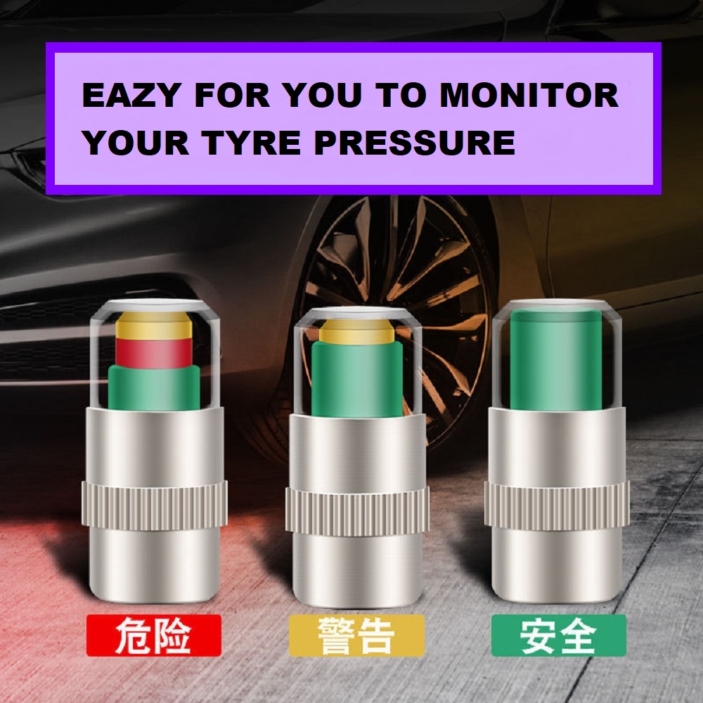 Car Tire Pressure Monitor Indicator Sensor Air Alert Tire Valve Cap ...
