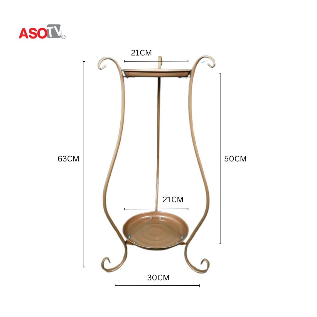 ASOTV® 2 Tier Flower Rack Stand Gold Kaki Pasu Bunga Tinggi Tempat ...