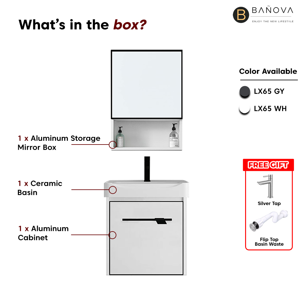 BANOVA Aluminum Composite Panel LENOX Series Bathroom Cabinet Basin Set ...