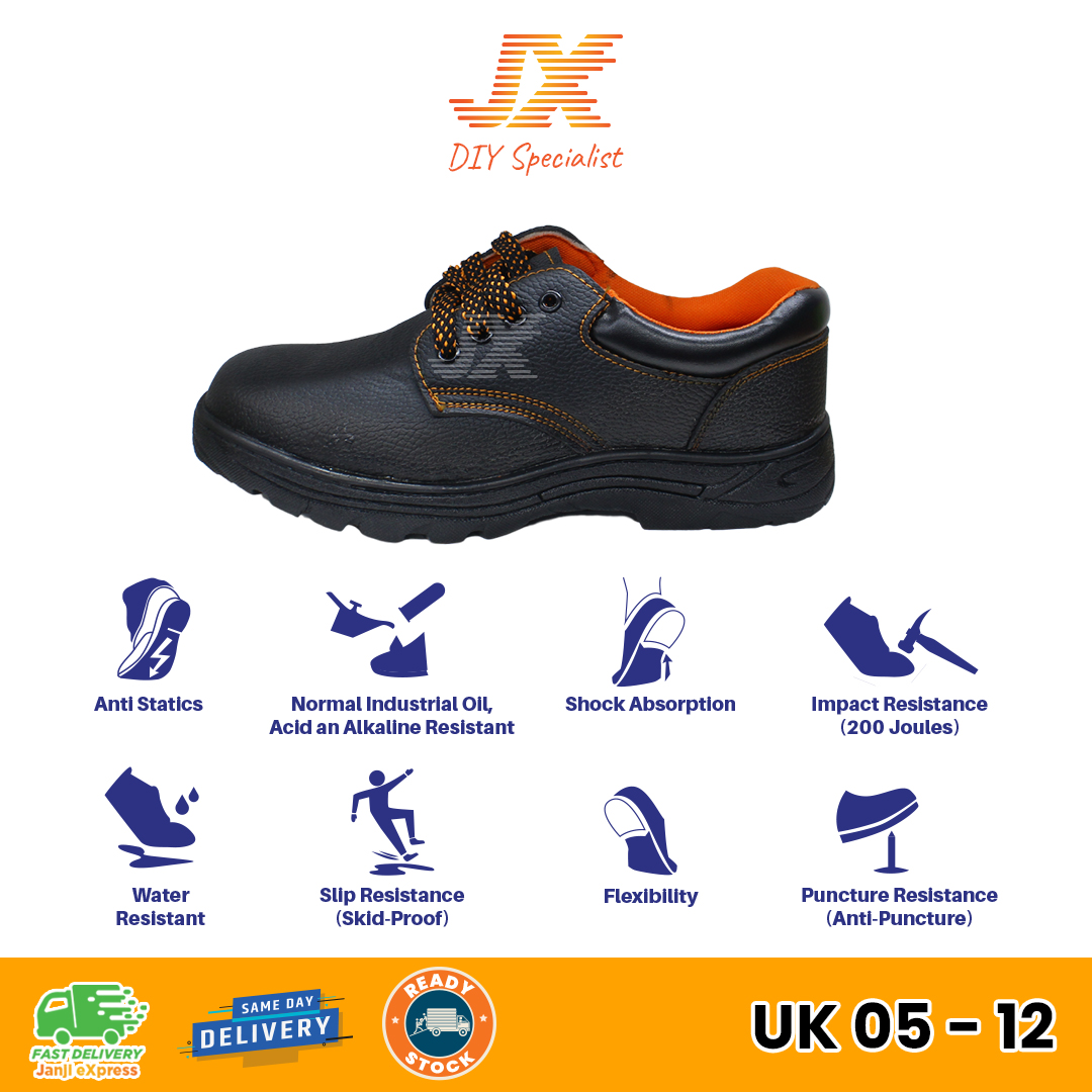 COLEX Safety Shoes Steel Toe Cap Mid Sole Low Cut Black Safety Boots ...