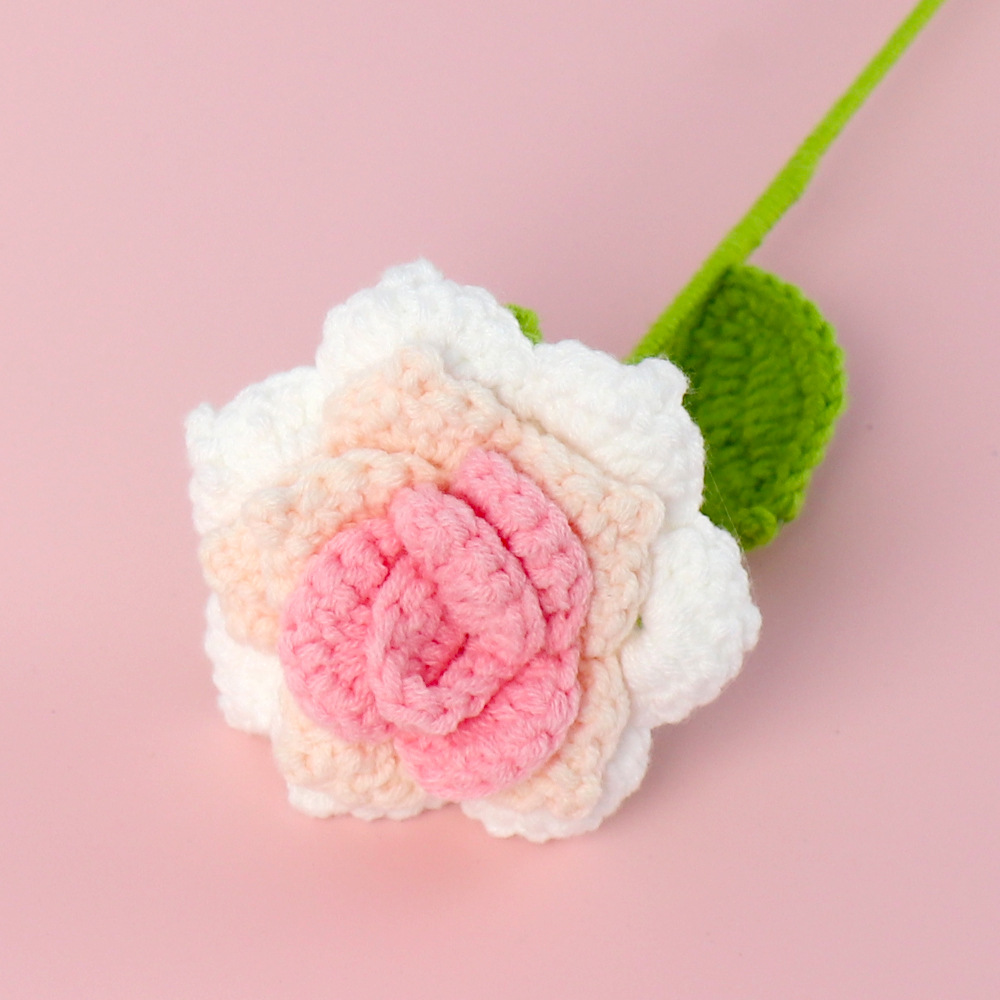 (1PC) CROCHET SULAM CROWN ROSE Flower Bunga Sulam Wool Hand Knitted ...