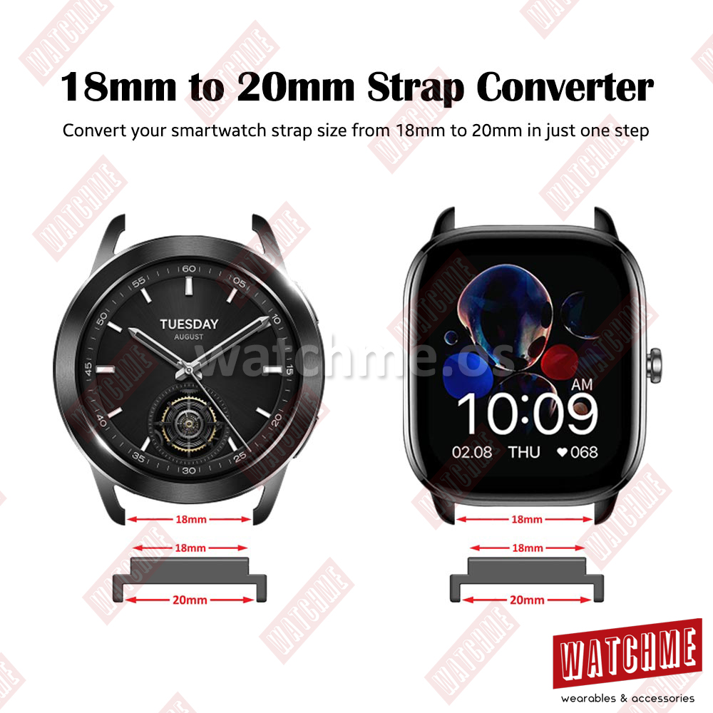 Smart Watch Strap Converter 18mm to 20mm (1 Pair), Smartwatch Strap ...