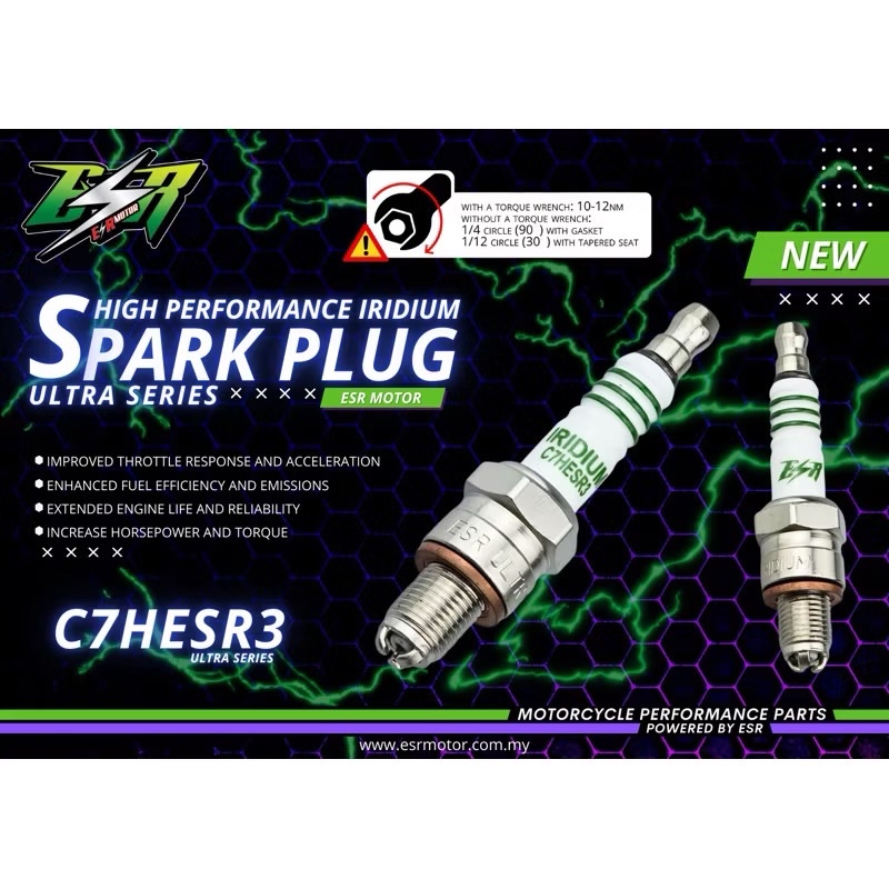 ESR MOTOR IRIDIUM PLUG Y15ZR LC135 125ZR RXZ EX5 C7HESR1 /C7HESR3 ...
