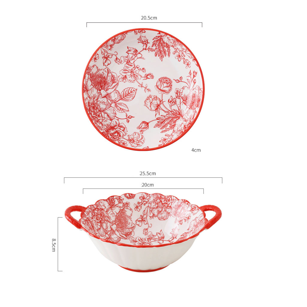 Rose flower Style Ceramic Dinnerware Gift Set With Box Bowl Set Mangkuk ...