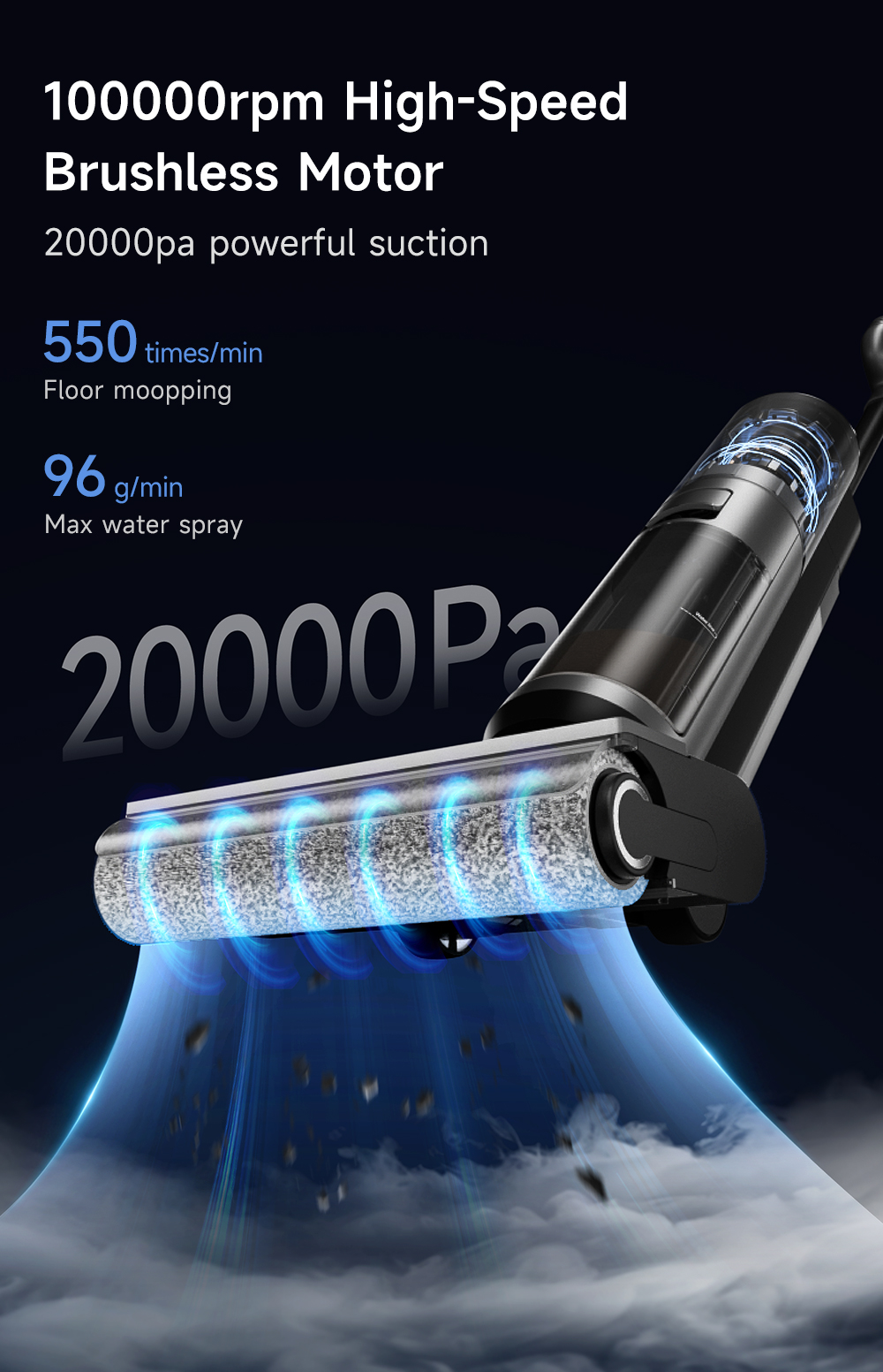 Simplus Floor Washer 20,000Pa Smart AI Dirt Detection 55℃ Hot Air ...