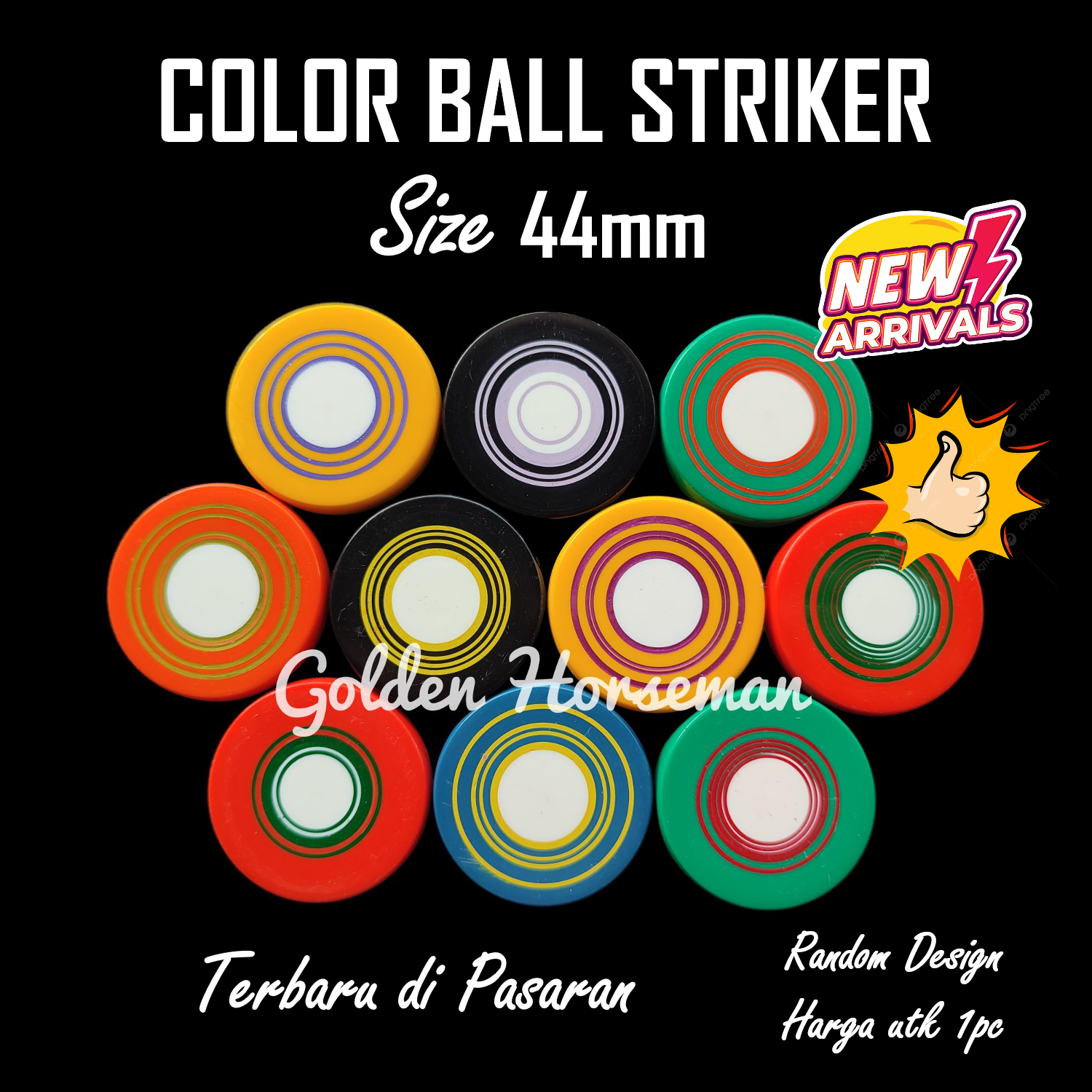 44mm COLOR BALL Striker LASER BALL Carrom Striker (Tournament Grade ...