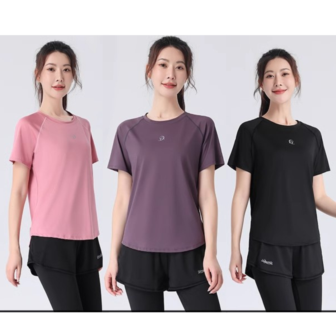 🇲🇾Plus Size Women Quick Dry Exercise Sport T-Shirt Blouse Running Gym ...