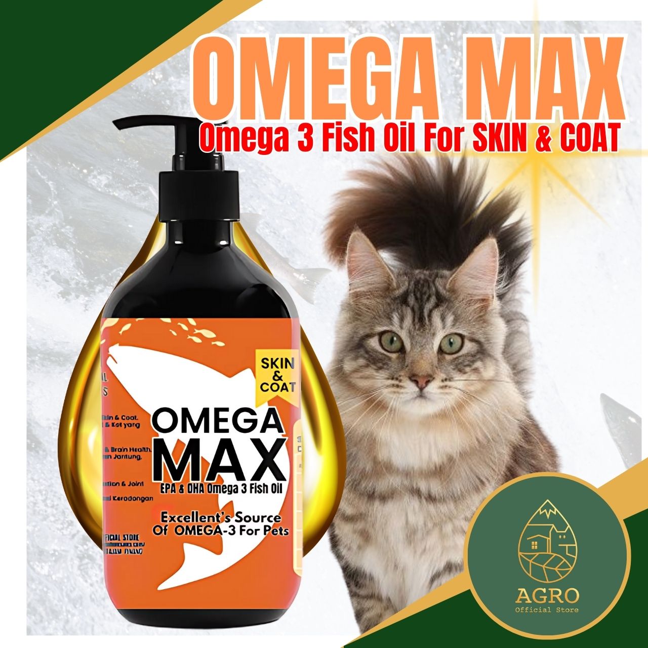 AGRO | Pet | Omega | Oil | Oil Fish Omega | Cat and Dog Skin And Coat ...