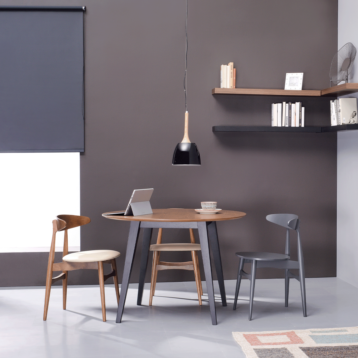 HOMATRIX Wooden Round Dining Table Set Scandinavian Coffee Table Meja ...