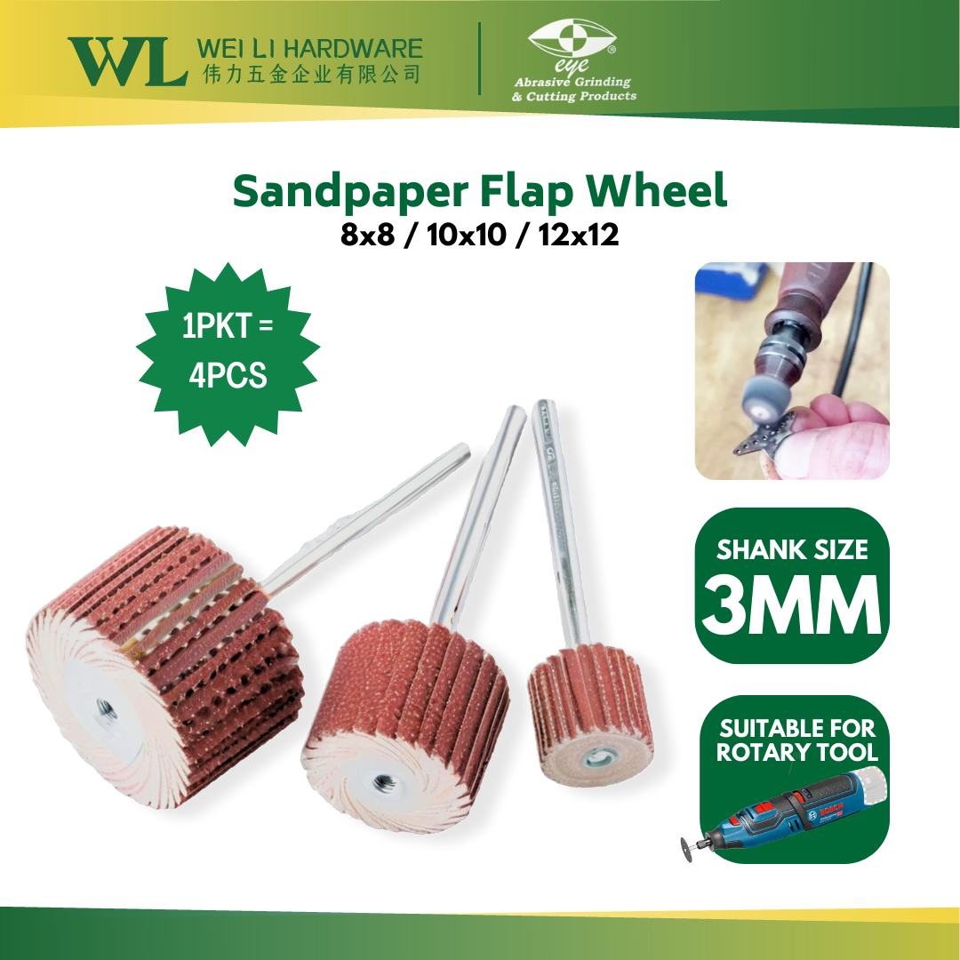 EYE 4pcs 3mm Shank Sandpaper Flap Wheel 120# For Rotary Tools ...