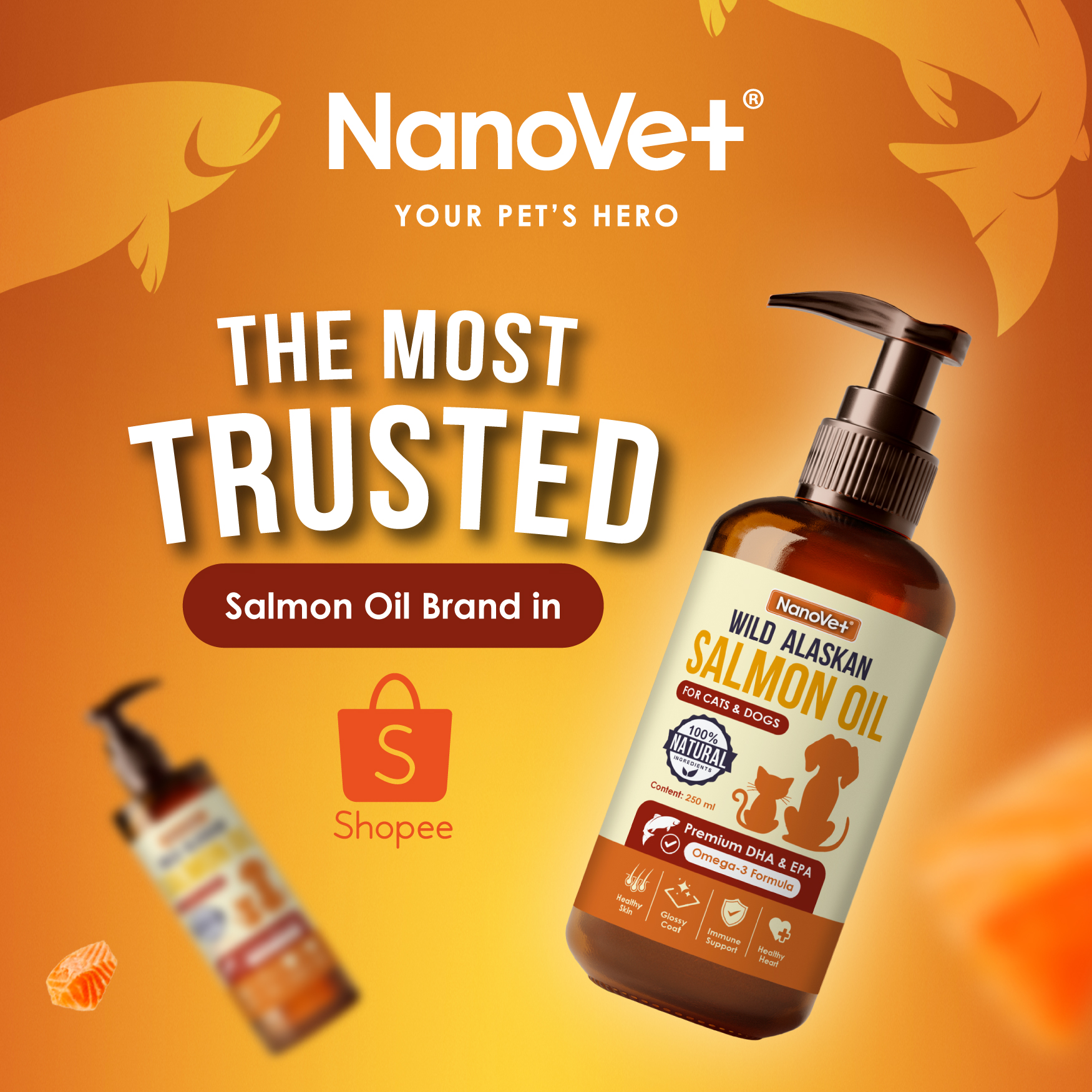 Nanovet® Wild Alaskan Salmon Oil for Cats & Dogs – Omega-3 Fish Oil for ...