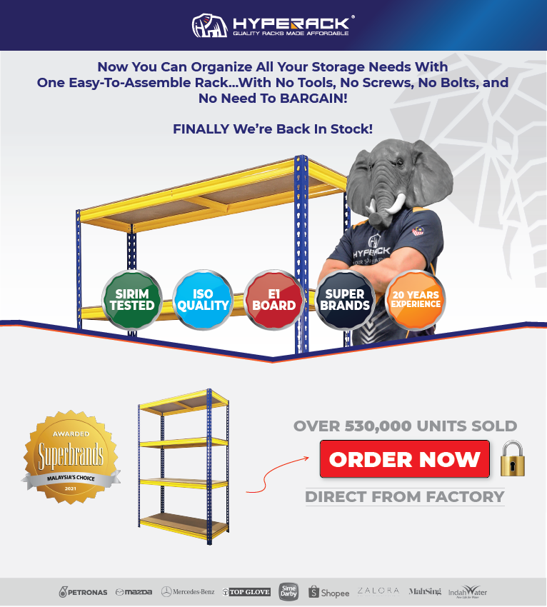 [Ready Stock] HYPERACK ™️ Boltless Rack (H) 240cm Home Store Warehouse Rack Kitchen Besi Rak ...