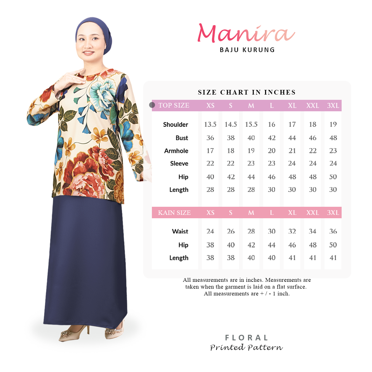 Baju Kurung Floral Printed Pattern Manira by H&H Exclusive - New Season ...