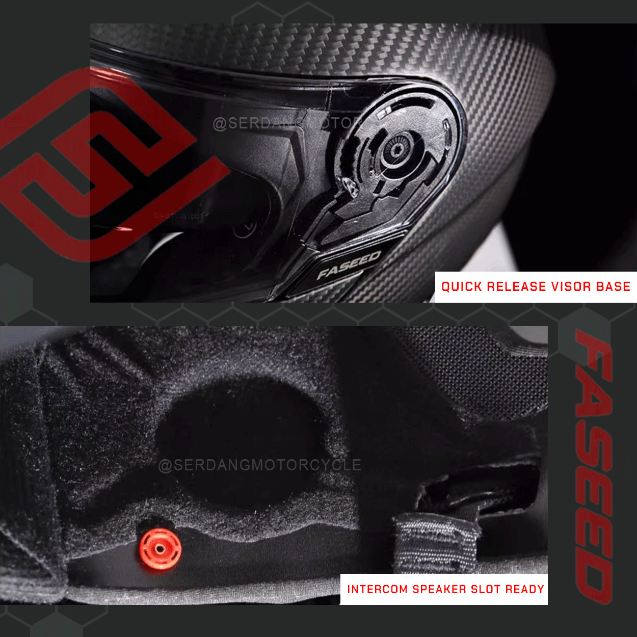 FASEED Flip Up Helmet FS929 Carbon Fiber Double Visor Lightweight Topi Keledar ECE Rating 22.06 ...