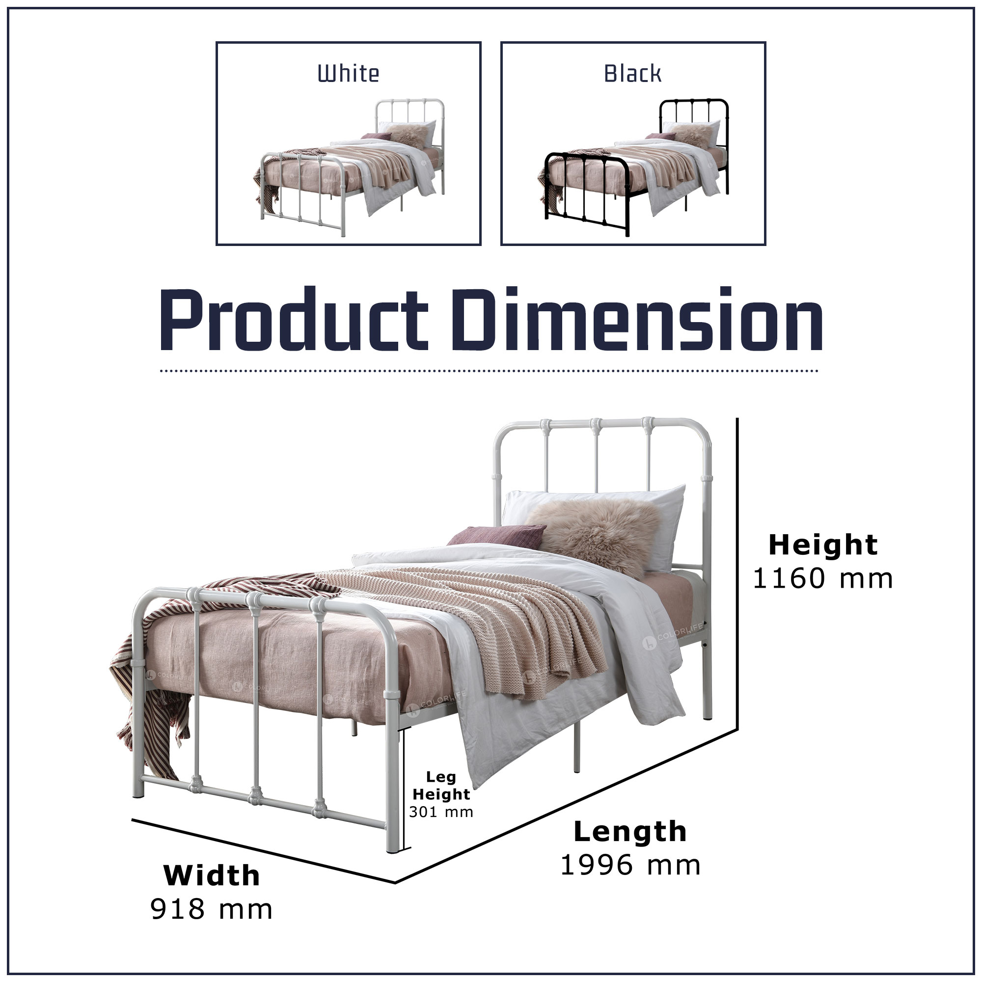 Color Life Affordable Metal Bed Furniture (Fesco/Dumee/Crystal/Jamee ...