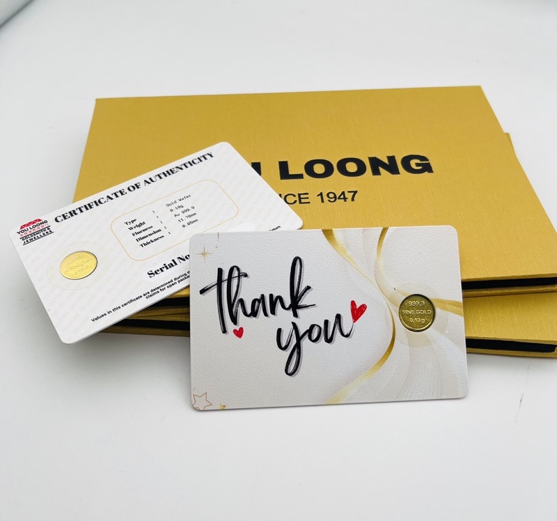 Youloong “Thank-you” Theme/design 0.1Gram 999.9GOLD goldbar | Shopee ...