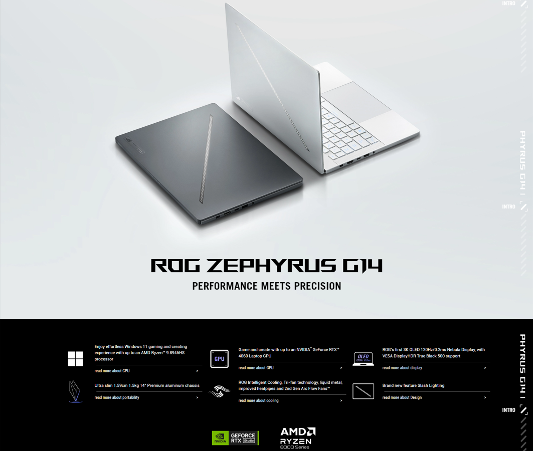 ASUS ROG Zephyrus G14 GA403U-UQS096W (R9-8945HS/16GB/1TB SSD/RTX4050 ...