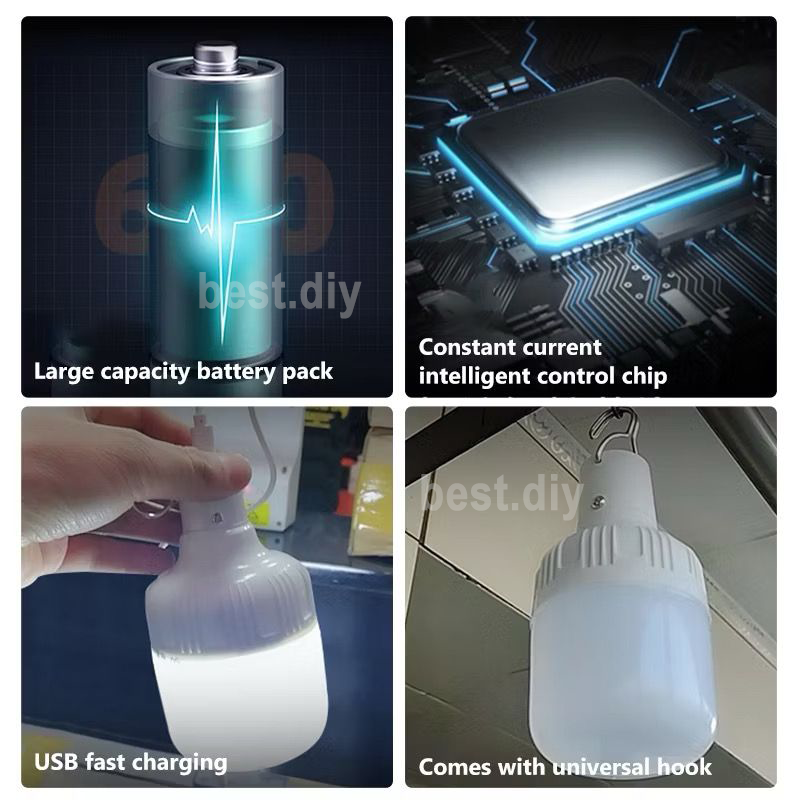 Rechargable LED Light Bulb USB Portable Lamp for Emergency Camping ...