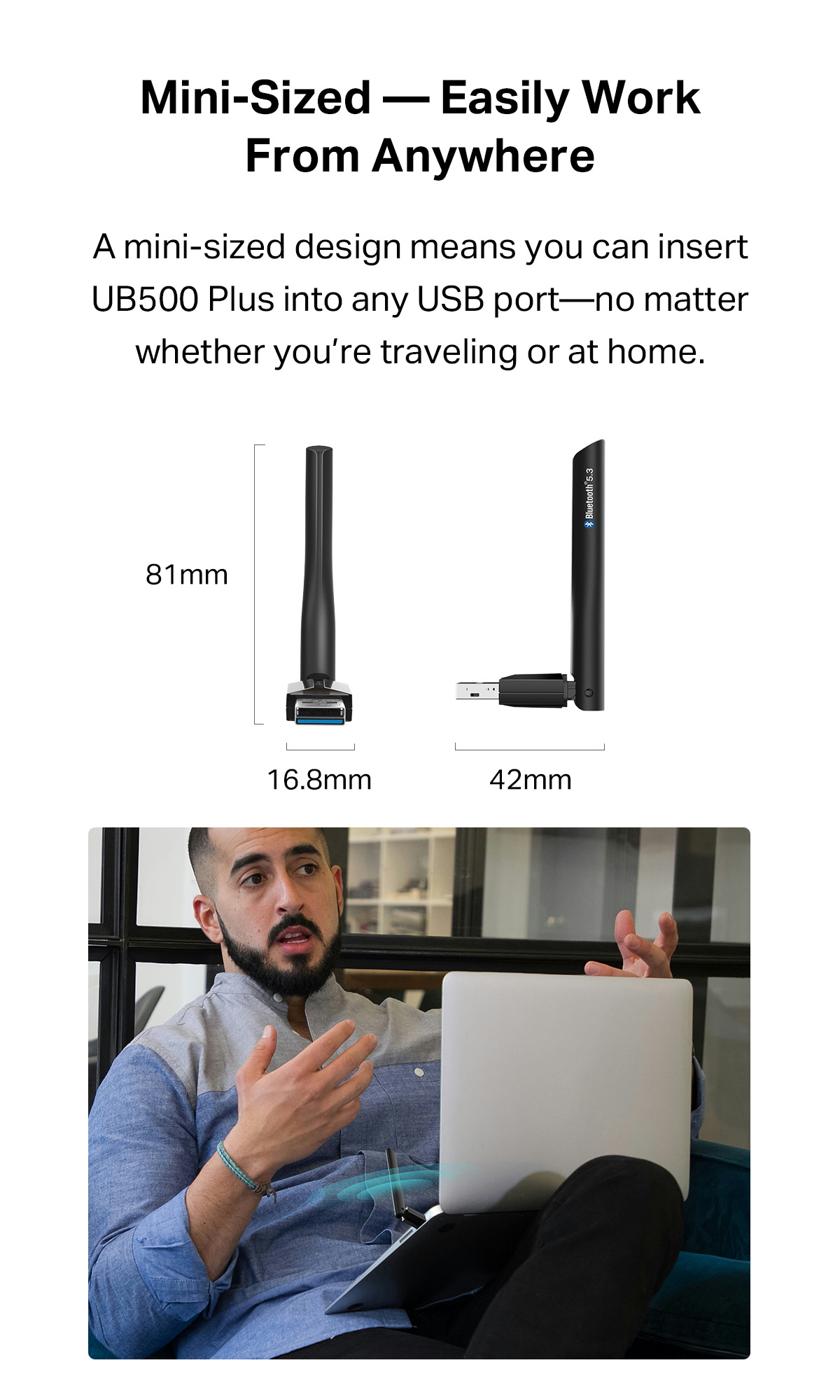 TP-Link UB500 PLUS / UB500 USB Wireless Nano size Bluetooth 5.3 Adapter Dongle for PC / Desktop ...