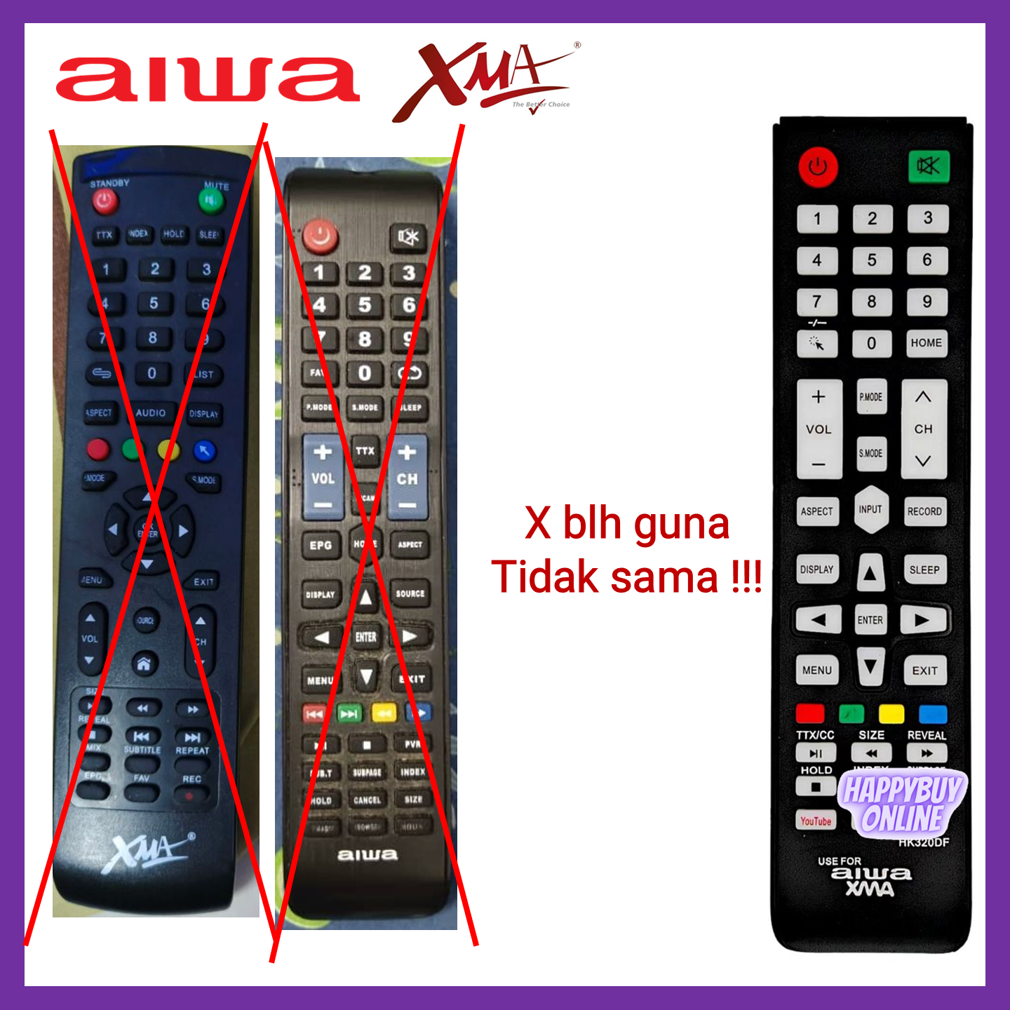 Compatible for Aiwa XMA LED TV Remote Control HK320DF Replacement Remote TV XMA Aiwa Wineen ...