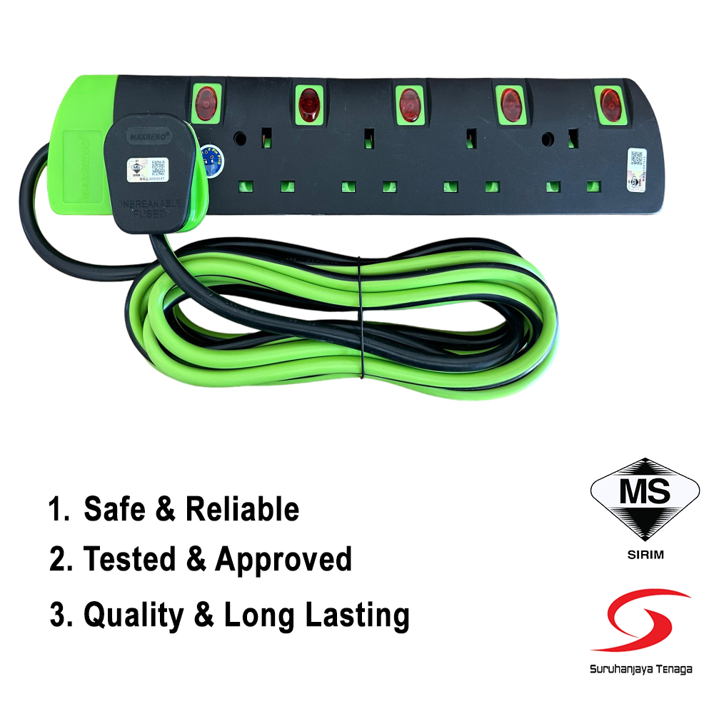 Sirim Trailing Socket Heavy Duty Extension Plug Universal Socket Multi Power Plug Extension ...