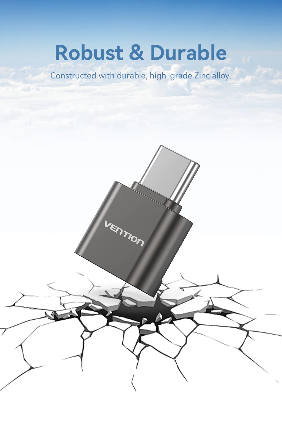 Vention Card Reader USB 2.0 Type C Zinc Alloy TF Card Reader With ...