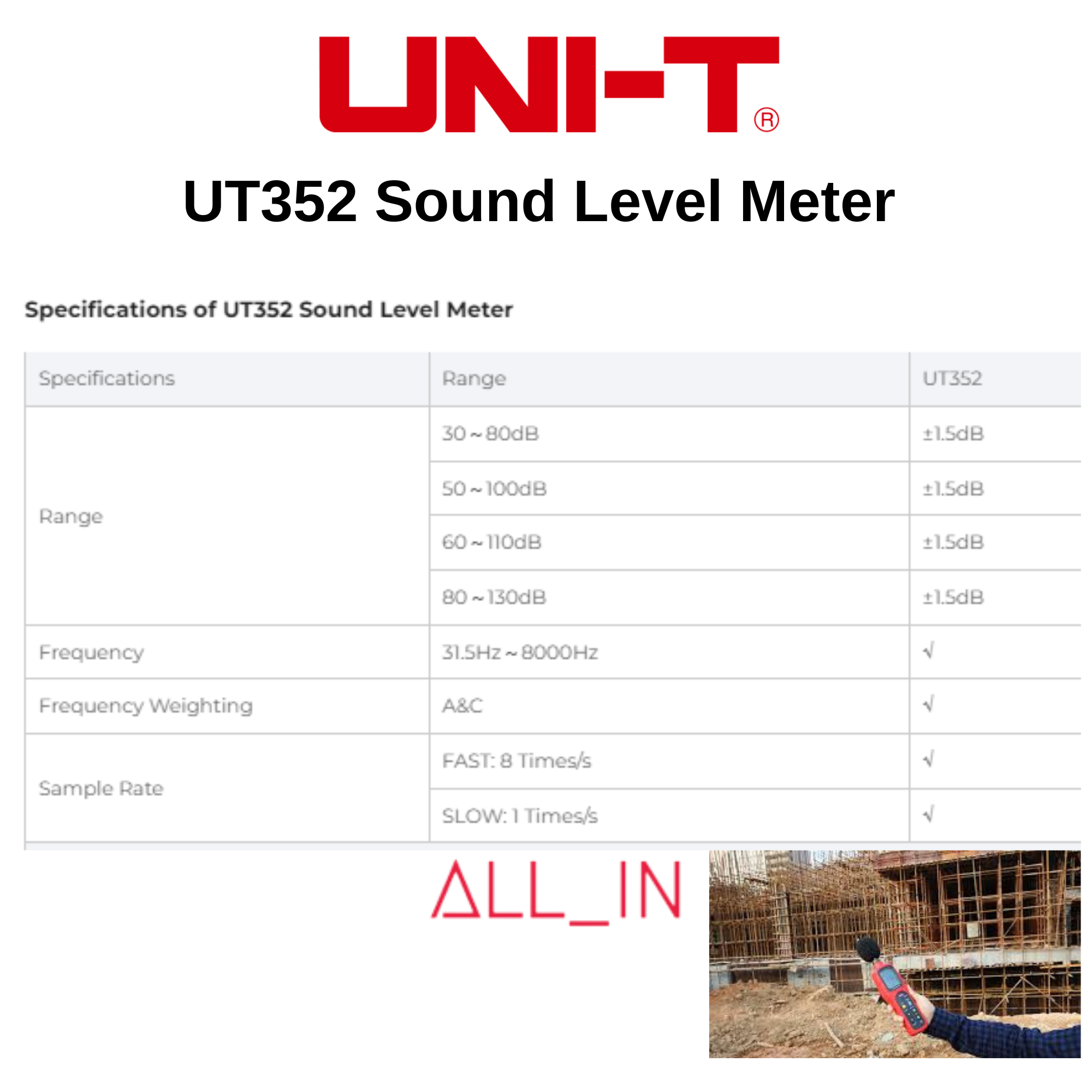 UNI-T UT353 Mini Sound Level Meter / UT352 Sound Level Meter | Shopee ...