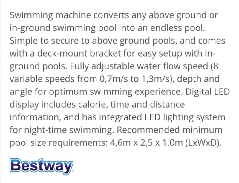 Bestway Swimfinity Swimming trainer machine Endless pool Swim Training Machine / Renang mesin ...